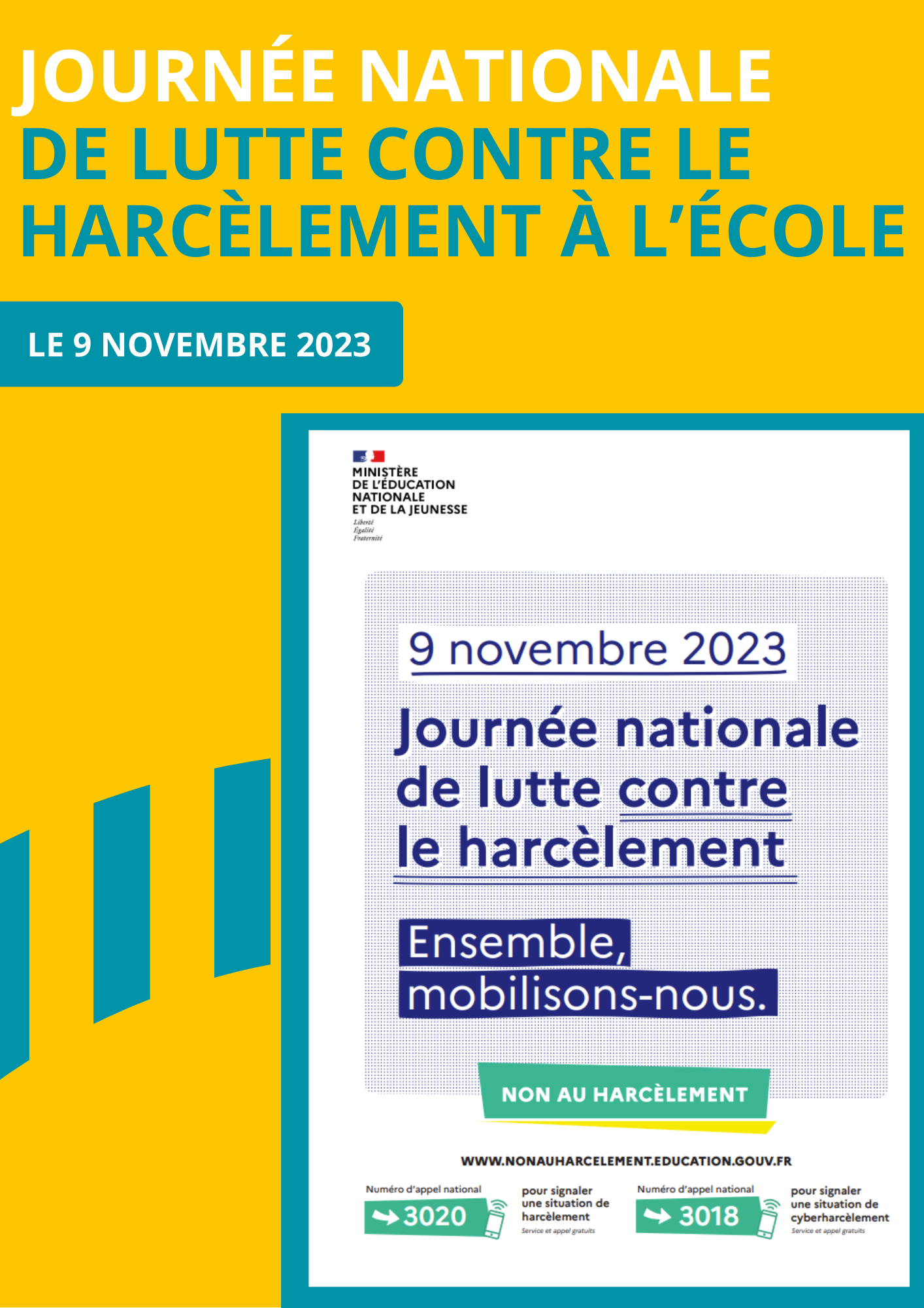 JOURNÉE NATIONALE DE LUTTE CONTRE LE HARCÈLEMENT À L'ÉCOLE | Marinéo